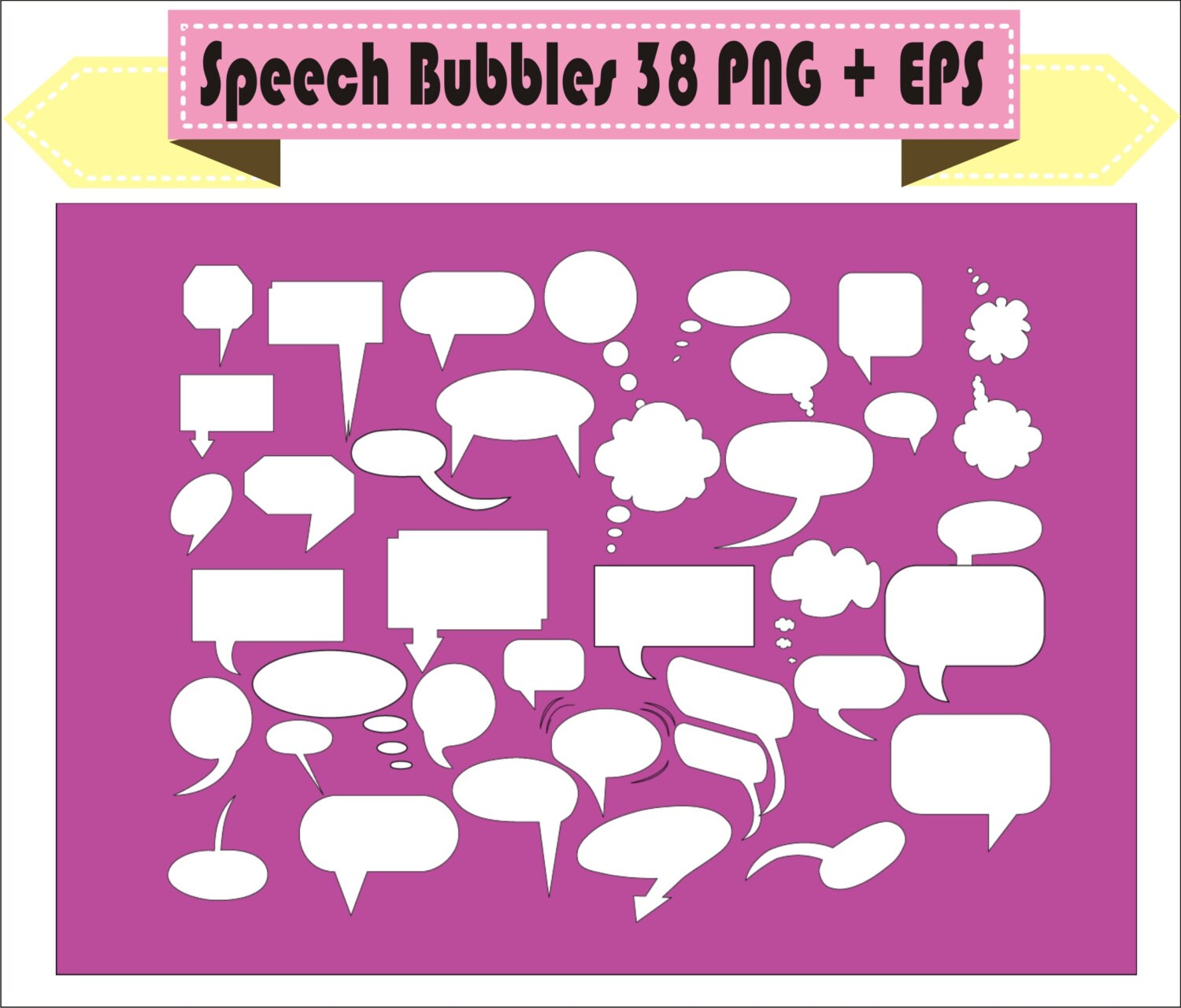 Speech Bubbles Vector Clipart PNG EPS Digital Files - Etsy