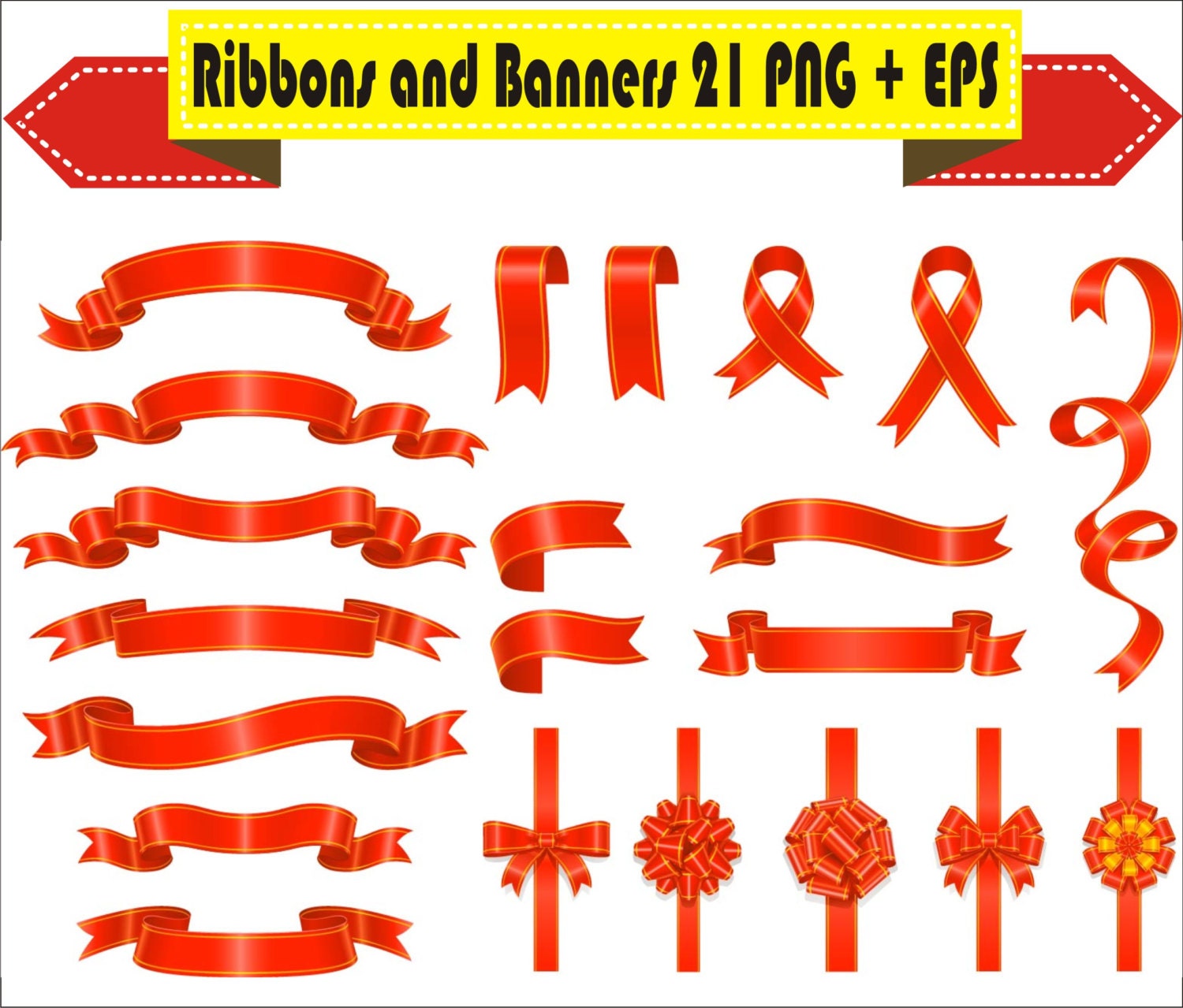 Celebration Banners Banner Ribbon Color Vector Clipart PNG EPS - Etsy