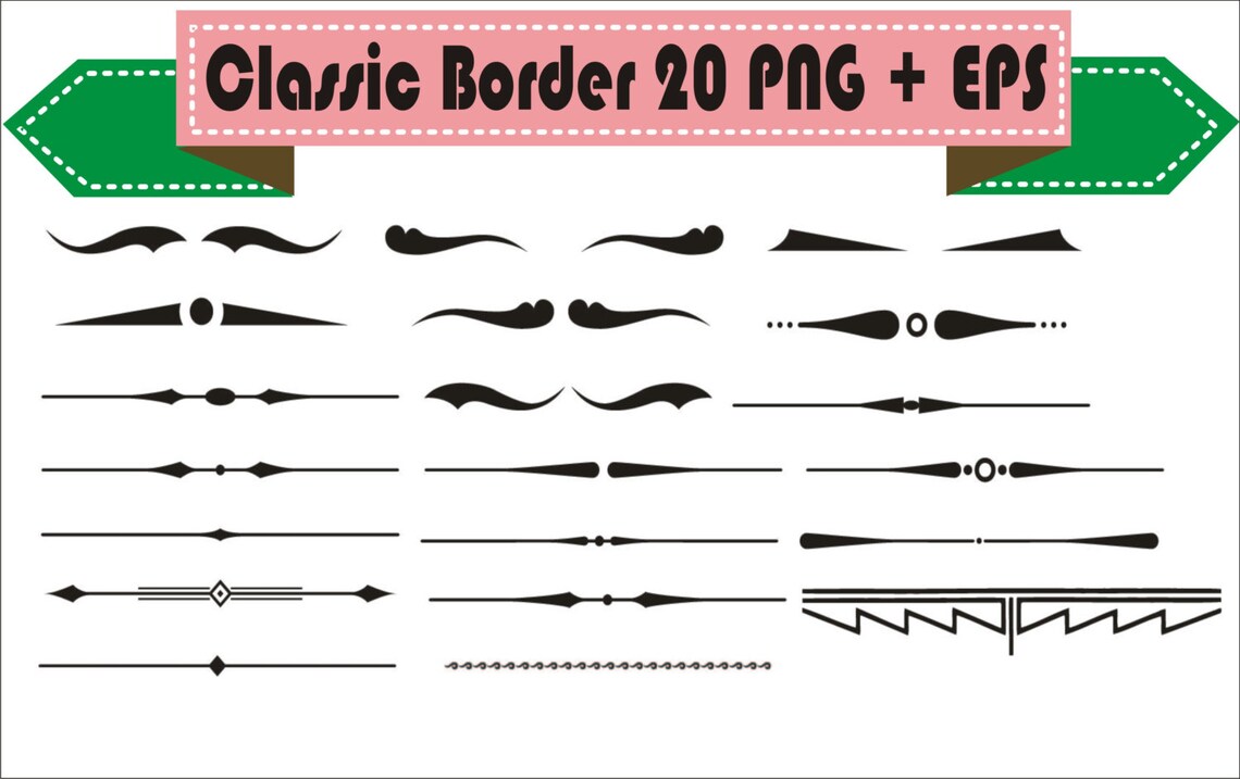 Classic Border Retro Vector Clipart PNG EPS Set Digital Files ...