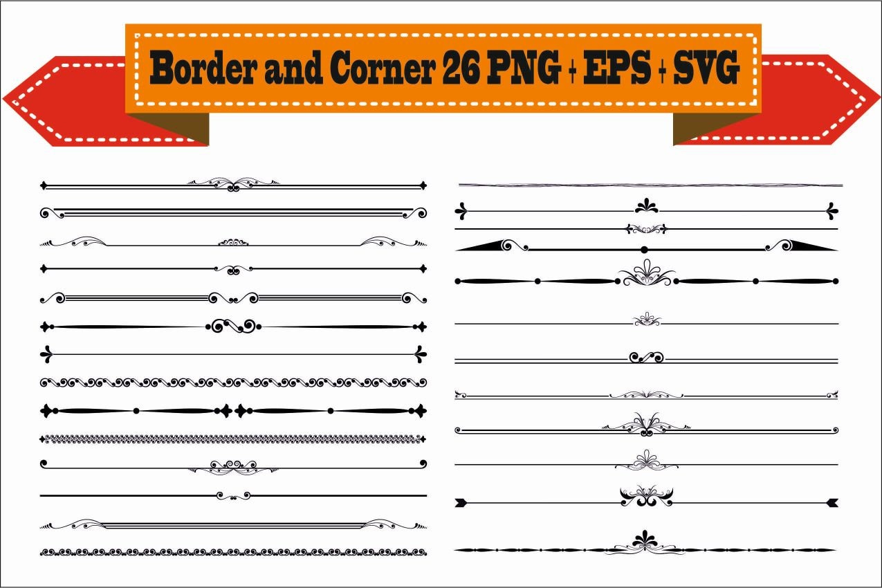 Border Book Vintage Corner Retro Vector Clipart PNG EPS Set Digital ...