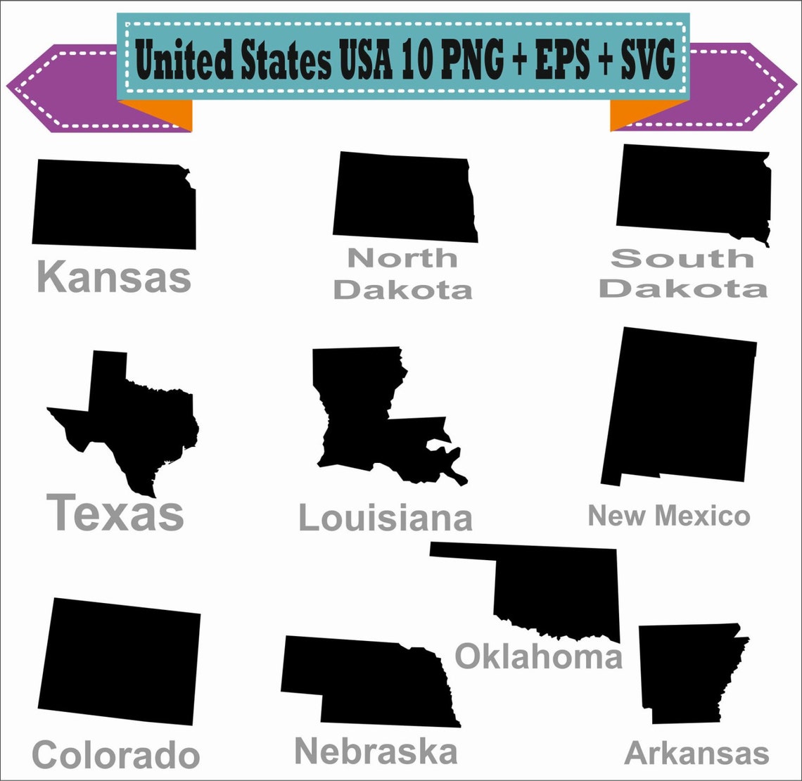 America United States USA State Map Texas Silhouette Vector Clipart PNG ...