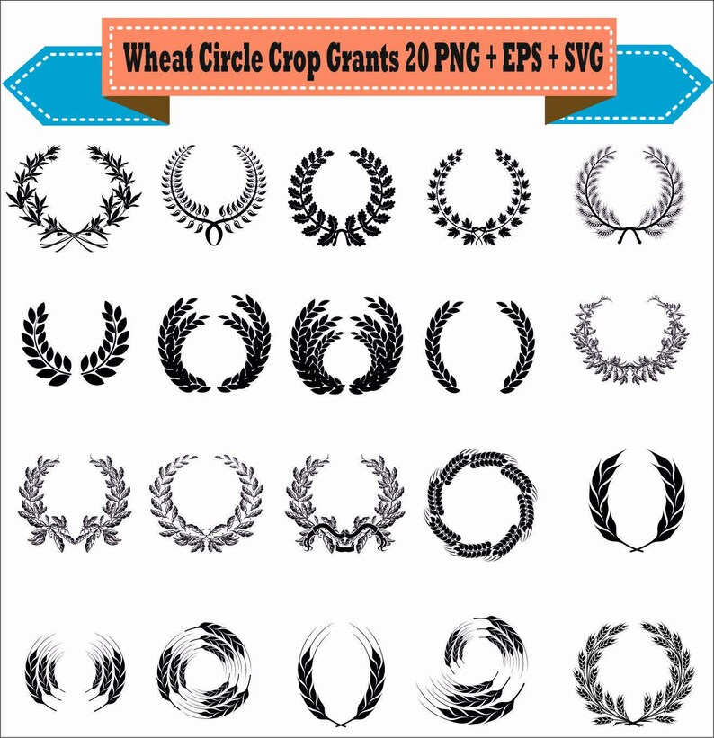 Wheat Royal Circle Nero Crops Grain Vintage Motif Pack Silhouette ...