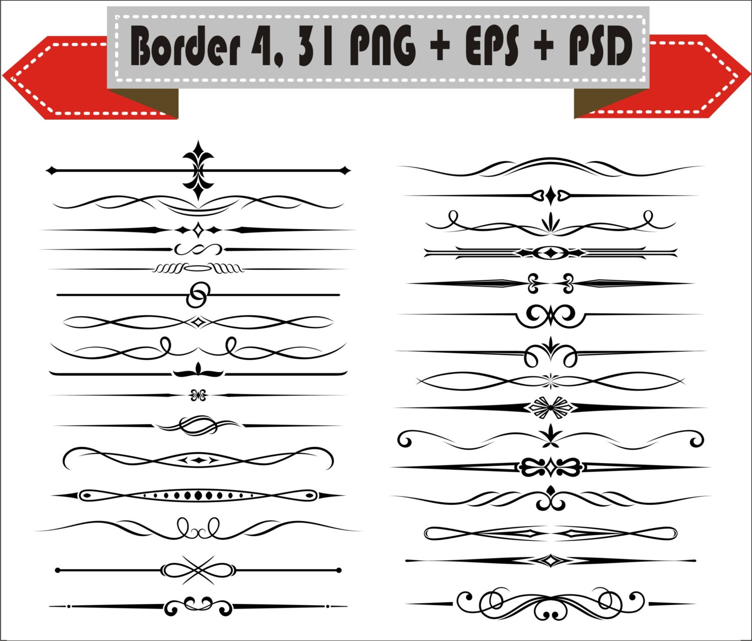 Border Vintage Corner Retro Vector Clipart PNG EPS Set Digital Files ...