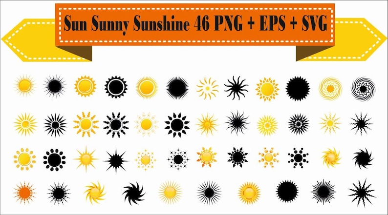 Sun Sunrice Sunny Sunshine Silhouette Sunflower Moon Vector - Etsy