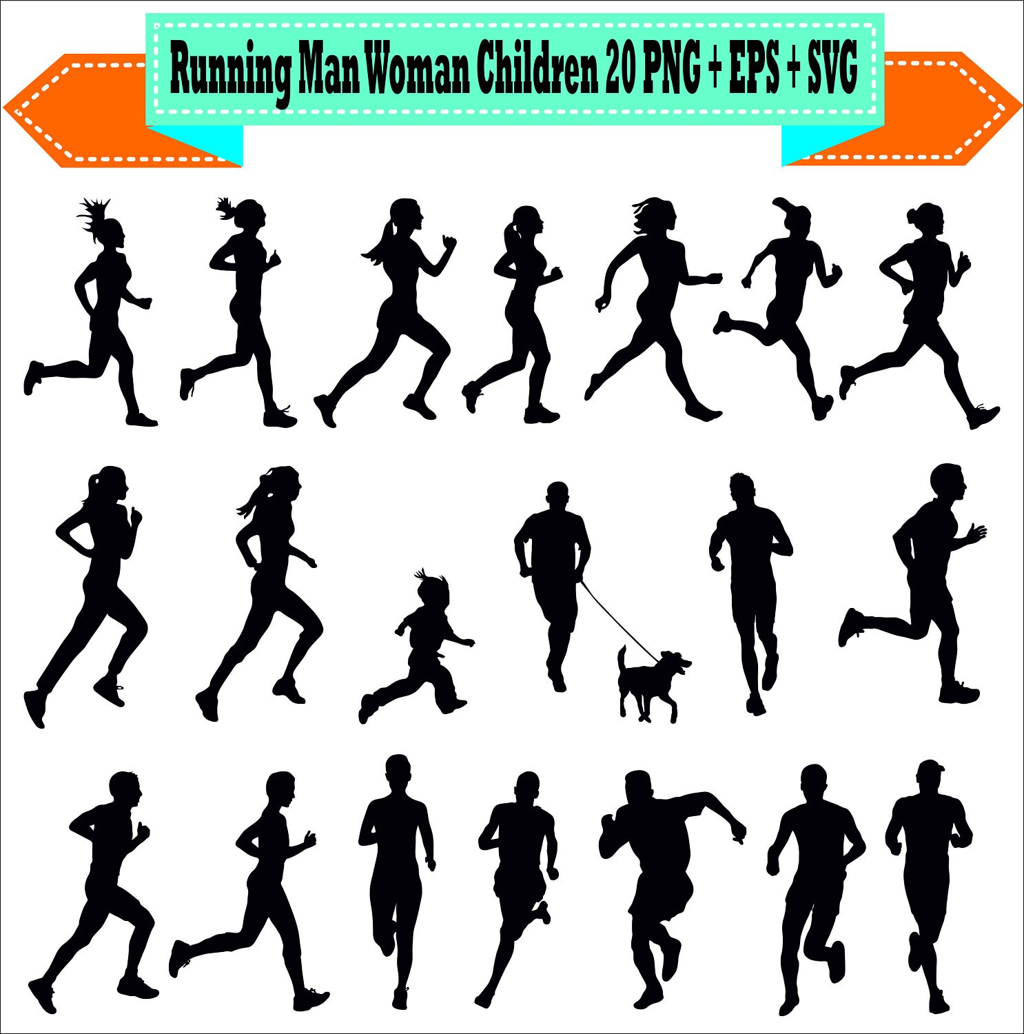 Girl Running Silhouette Vector