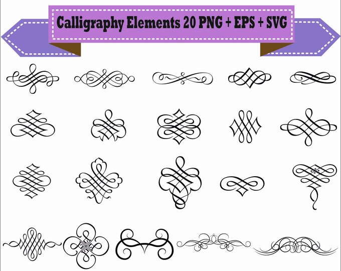 Calligraphy Elements Vintage Royal Calligraphic Border Vector - Etsy