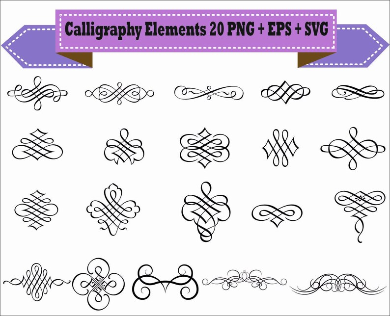 Calligraphy Elements Vintage Royal Calligraphic Border Vector Clipart ...