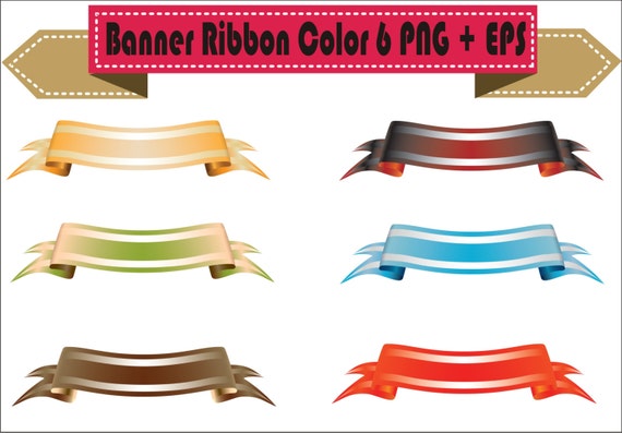 Banner Ribbon Color Vector Clipart PNG EPS Set Digital Files | Etsy