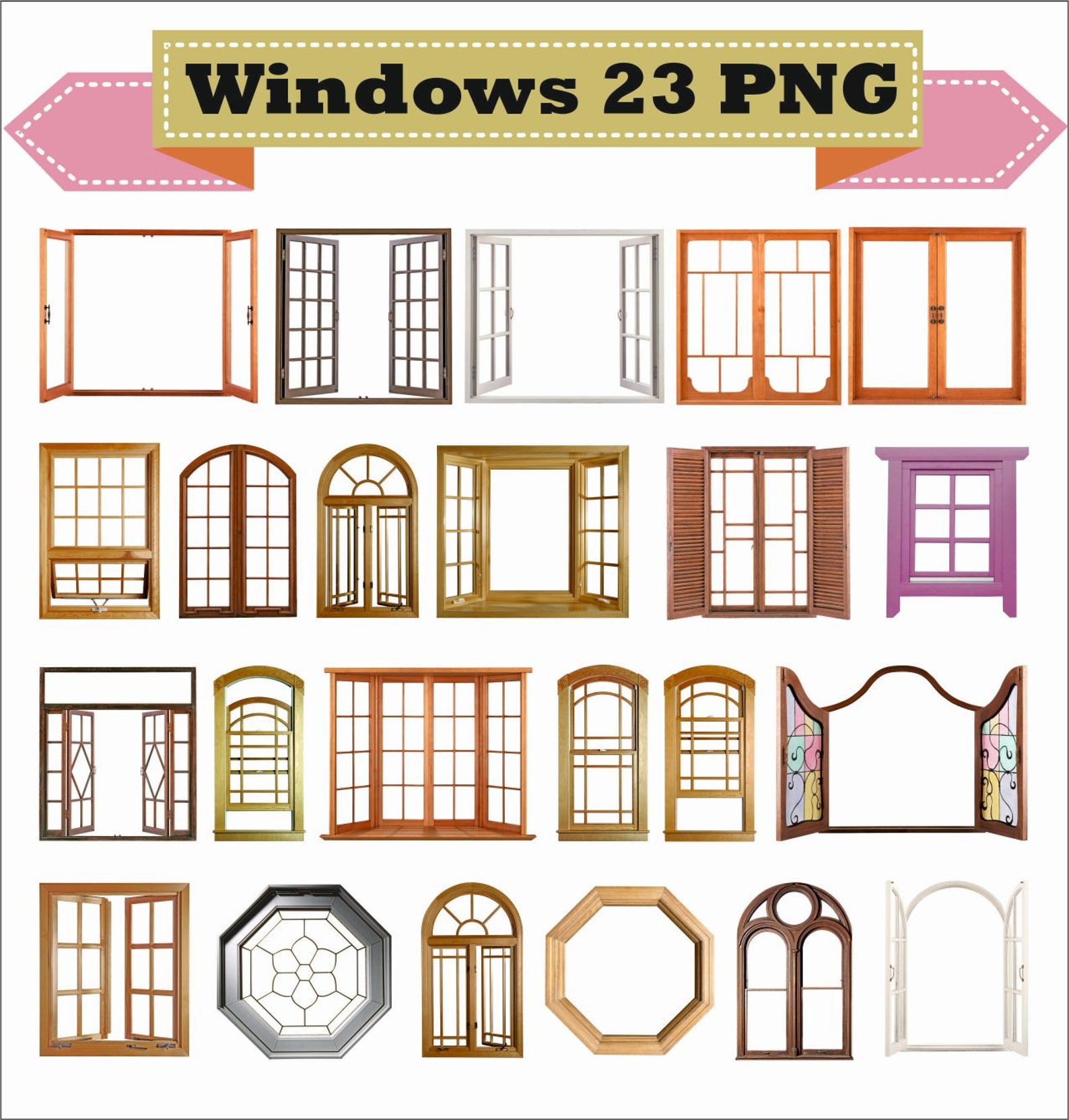 Window Windows Frame Photo Old Retro Classic Vintage Clipart PNG Set ...