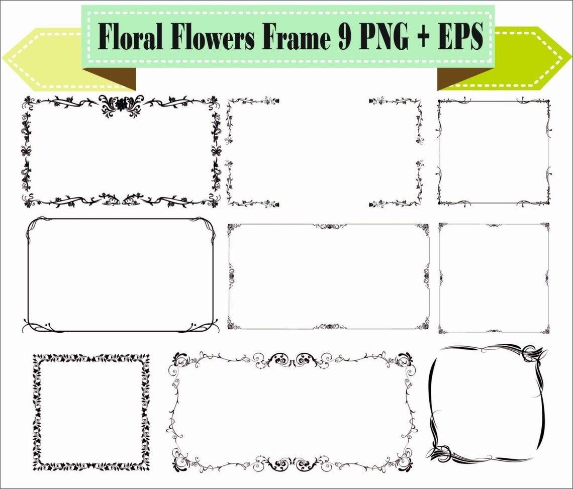 Frame Frames Flowers Floral Vector Clipart PNG EPS Set Digital Files ...