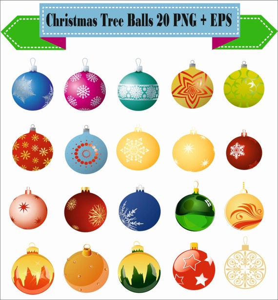 Chirstmas Tree Balls New Year Page Decoration Vector Clipart | Etsy