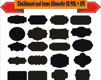 Chalkboard Frame Badges Vintage Label Motif Shapes Pack | Etsy
