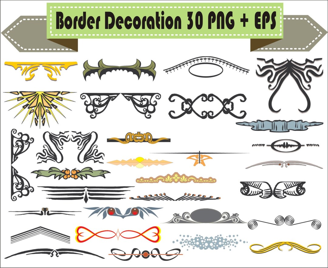 Border Color Decoration Vintage Corner Retro Vector Clipart PNG EPS ...