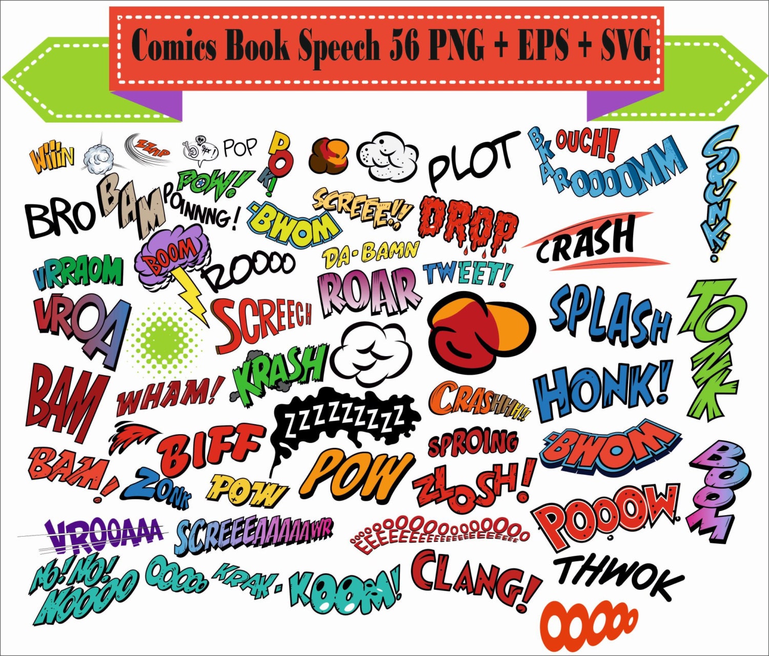 Comics Book Speech Bubbles Pop Word Superhero Chat Play Pack - Etsy