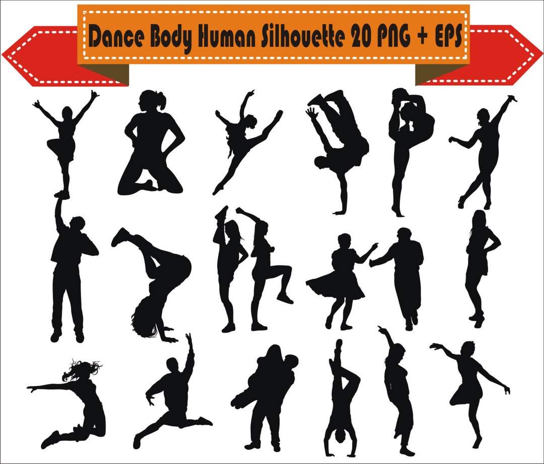 Human Body Dance Sport Break Hip Hop Beautiful Pack Silhouette Vector ...