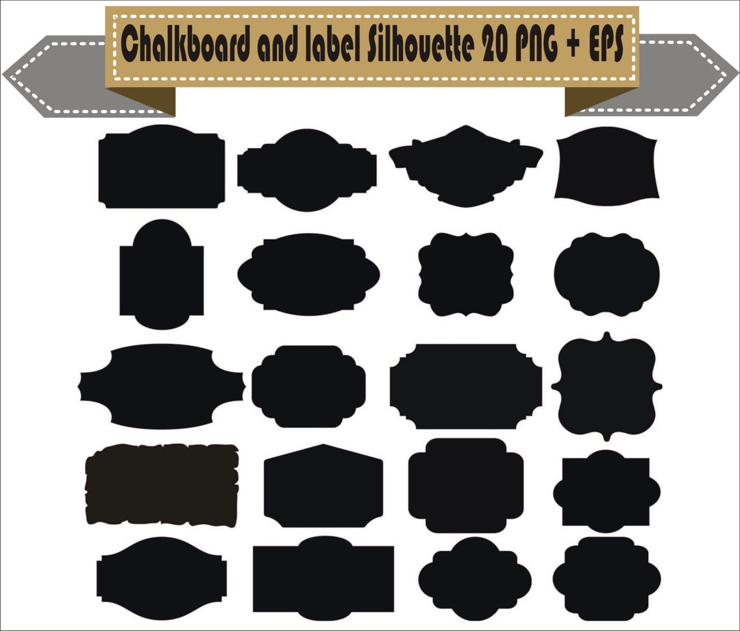 Chalkboard Frame Badges Vintage Motif Label Shapes Pack Silhouette ...