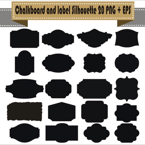 Chalkboard Frame Badges Vintage Shapes Silhouette Label Vector | Etsy