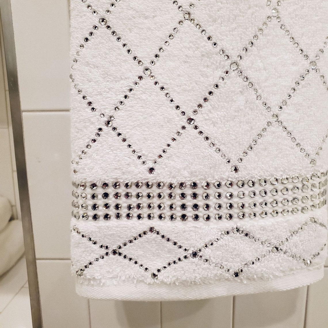 Sparkles Home Rhinestone Hand Towel With X Pattern set of 2 - Etsy