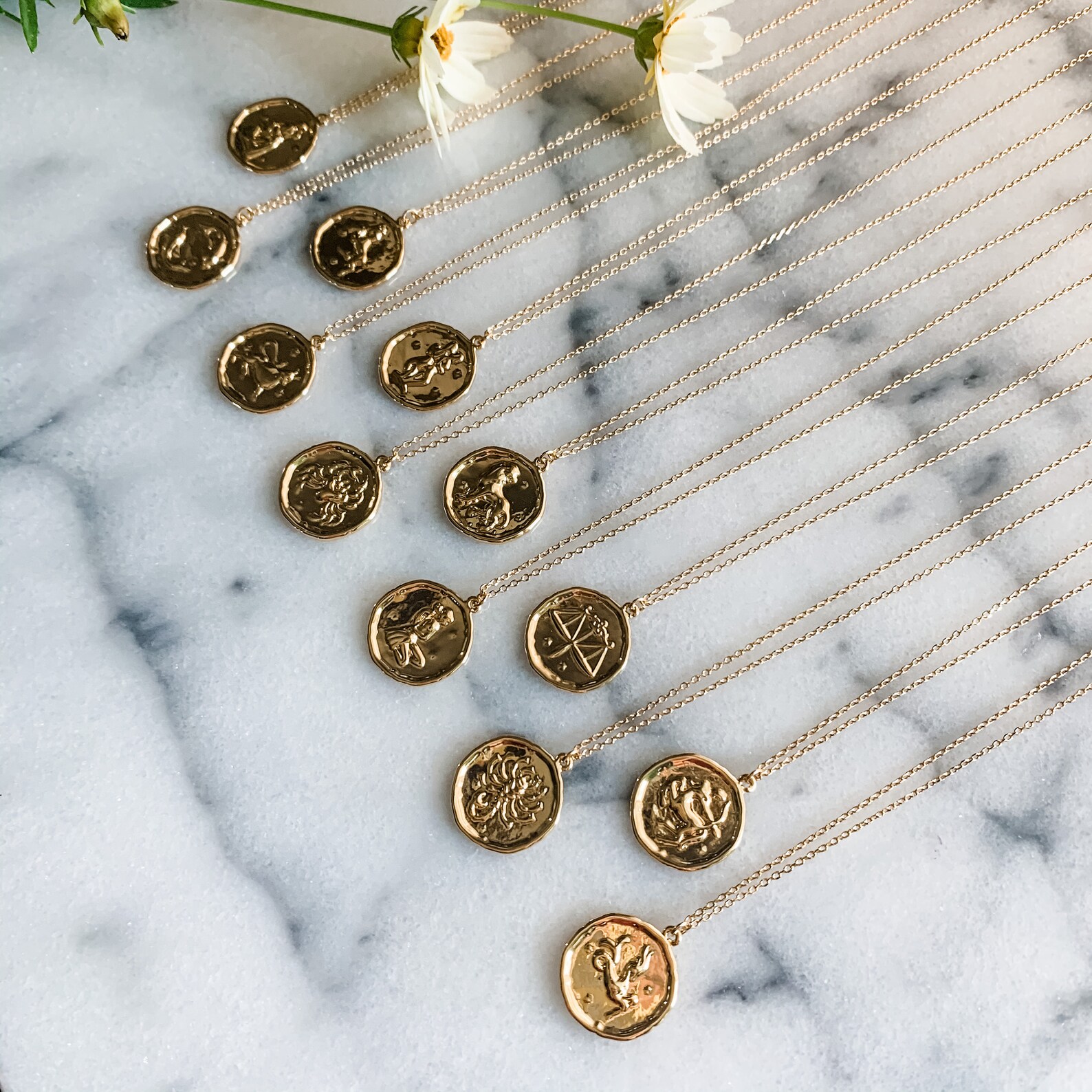 Zodaic Sign Necklace Gold Wax Seal Necklace Gold Layering - Etsy