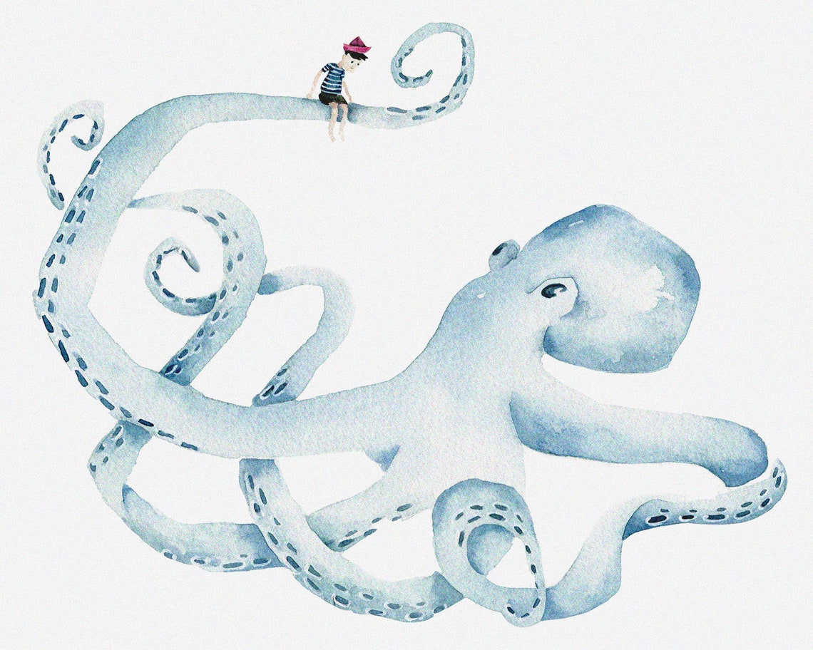Octopus Friend Print From Original Watercolour - Etsy