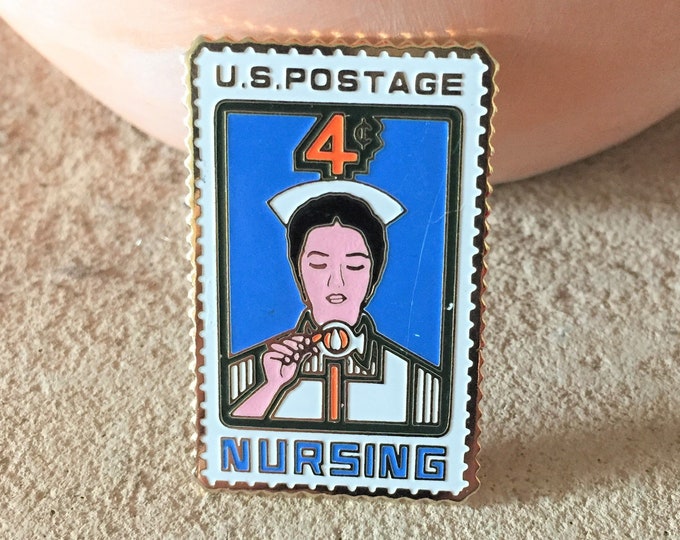 Nursing US Postage 4 Cent Pin Vintage Nurse Medical Signed the March Co ...