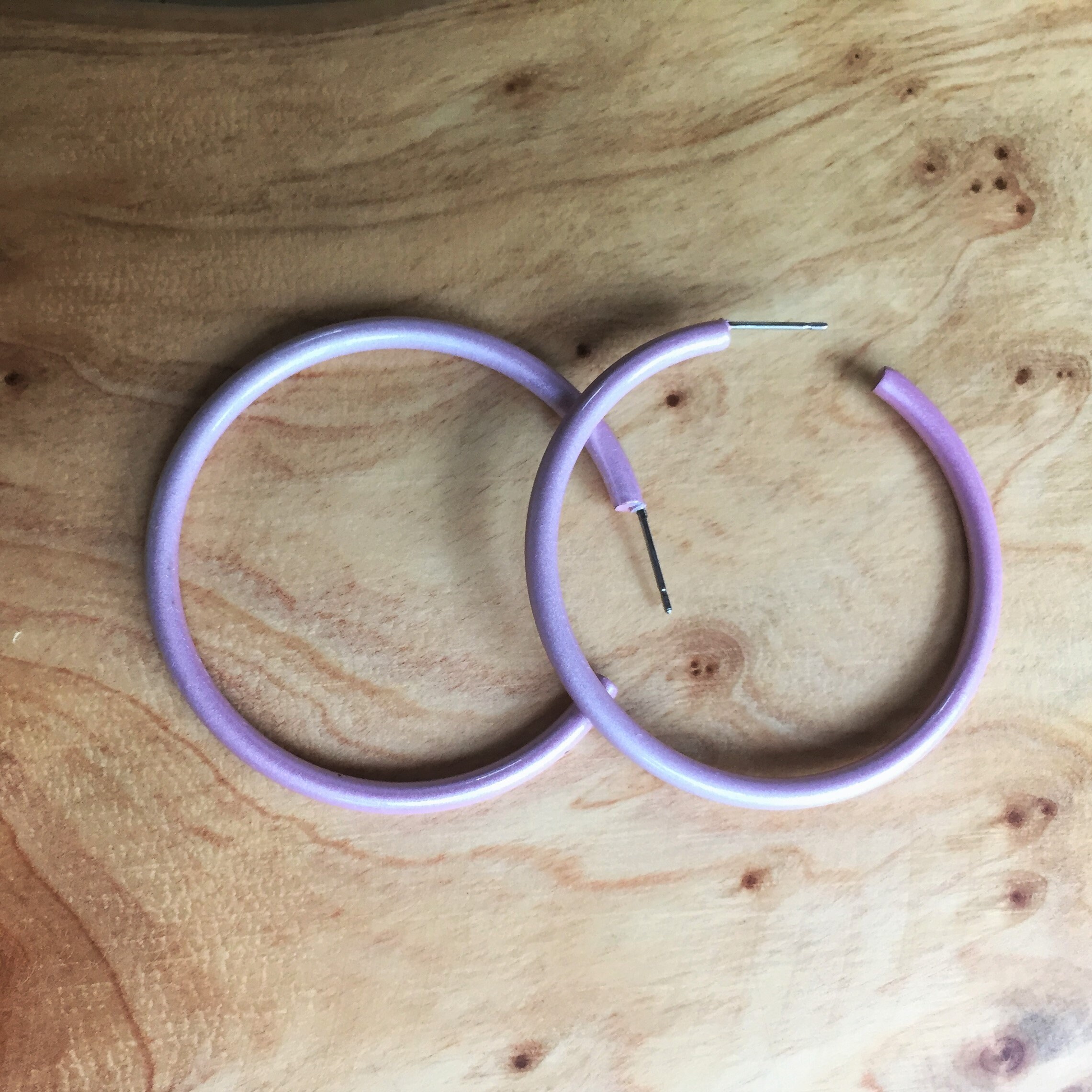 Purple Enamel Hoop Earrings Vintage Pierced Ear - Etsy