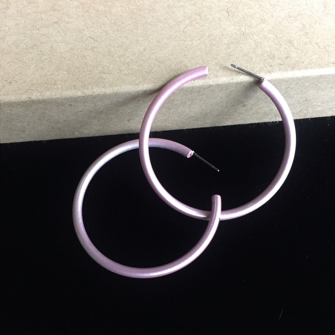 Purple Enamel Hoop Earrings Vintage Pierced Ear - Etsy