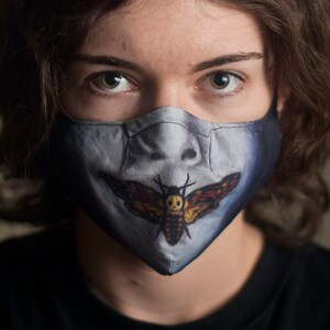 Moth Face Mask With Filter Pocket and Nose Wire, Handmade Face Covering ...