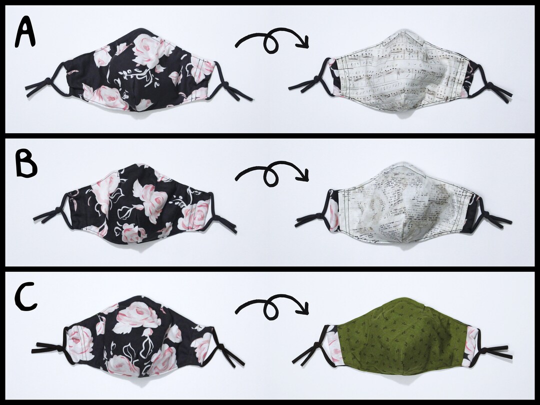 Face Mask With Filter Pocket and Nose Wire Handmade Face - Etsy