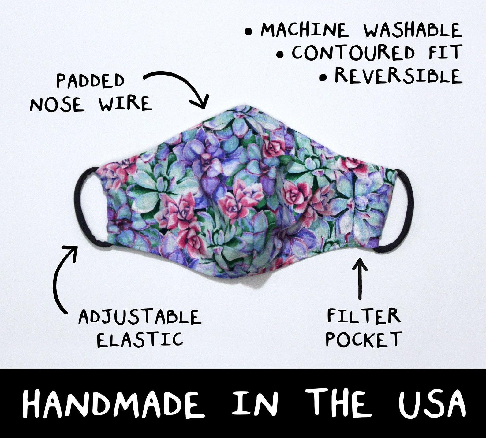 Moth Face Mask with Filter Pocket and Nose Wire Handmade Face | Etsy