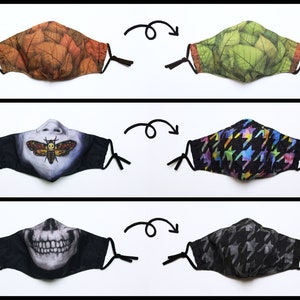 Moth Face Mask With Filter Pocket and Nose Wire, Handmade Face Covering ...