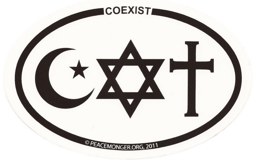 OS009 Coexist Islam/judaism/christianity Oval Bumper Sticker - Etsy