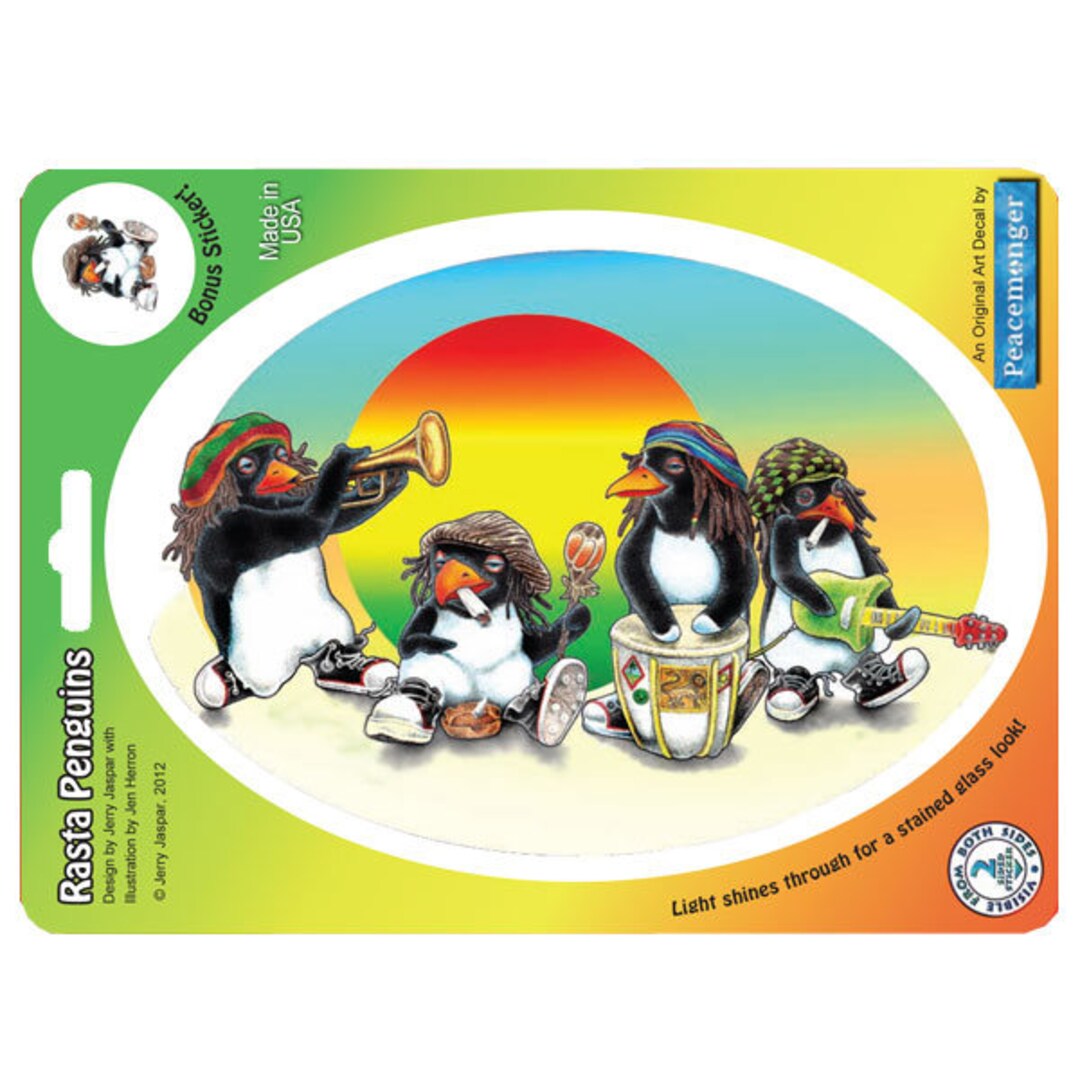 A125 Rasta Penguins Art Decal Window Sticker - Etsy