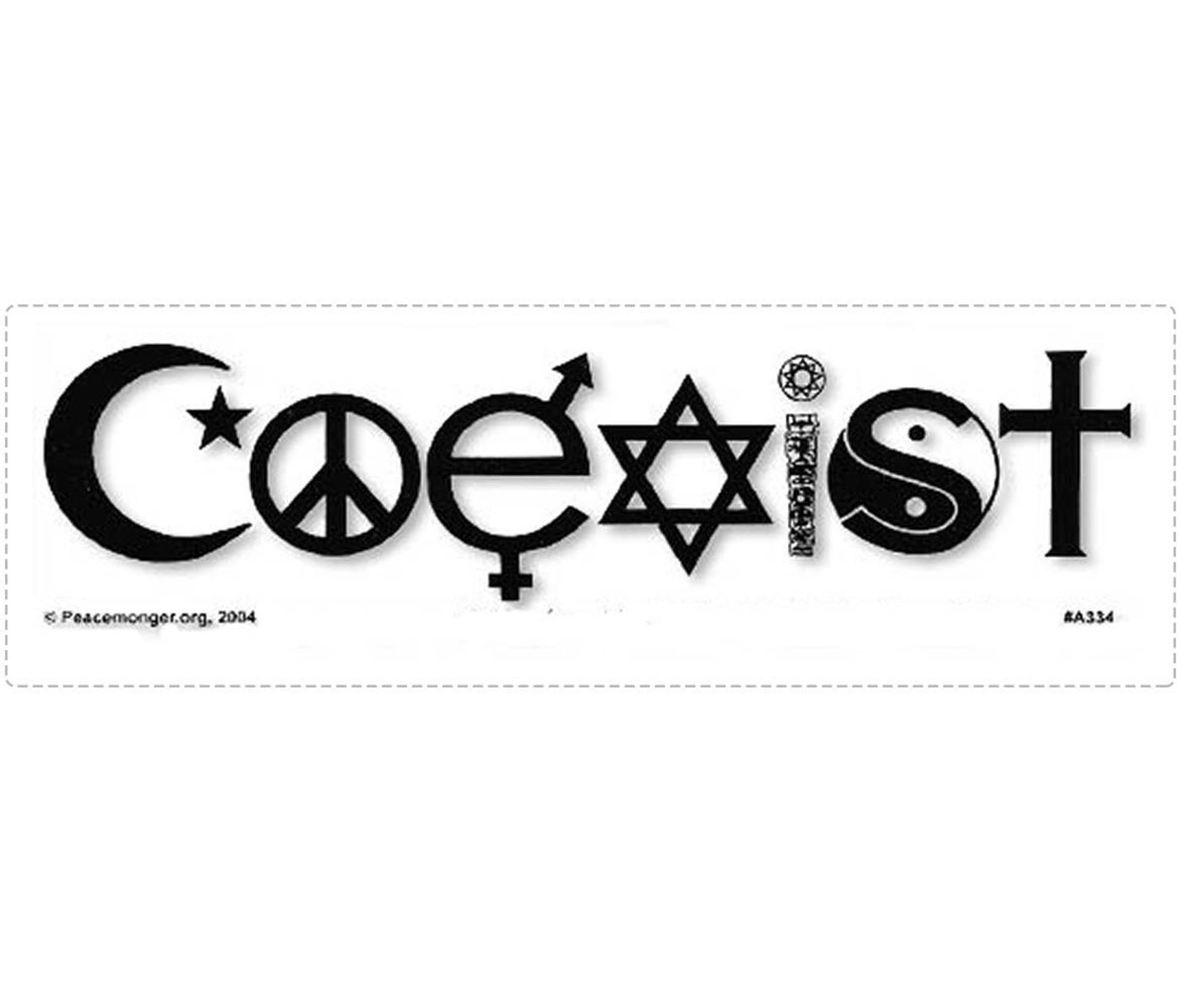 A334 Coexist Black Symbols Letters on Clear Background Art - Etsy