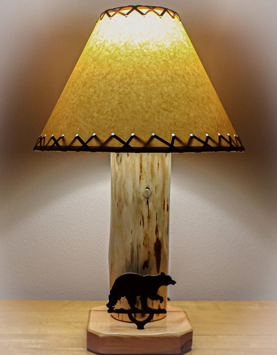 Bear Mountain Rustic Log Lamp – Handmade in Idaho With Metal Bear ...