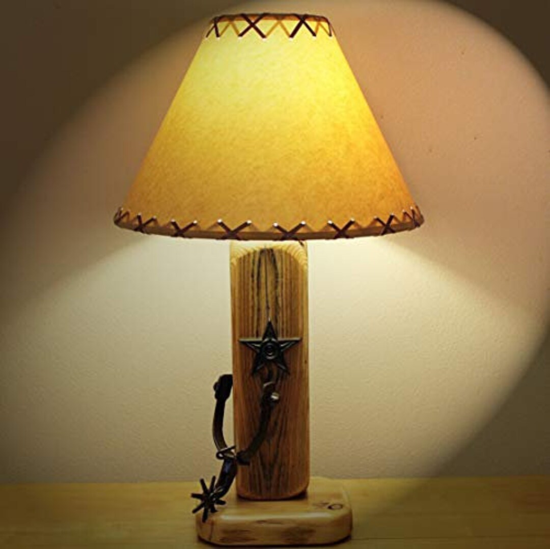Rustic Western Table Lamp – Handmade in Idaho With Texas Star & Spur ...