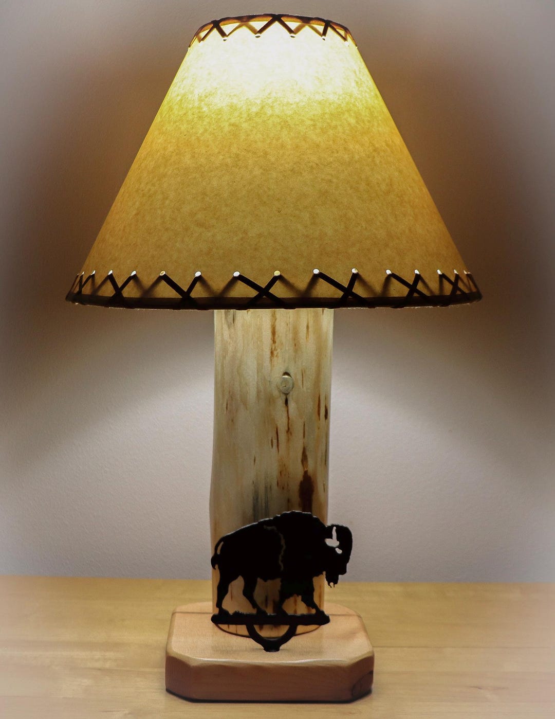 Bison Mountain Rustic Log Lamp – Handmade in Idaho, Usa--with 14 ...