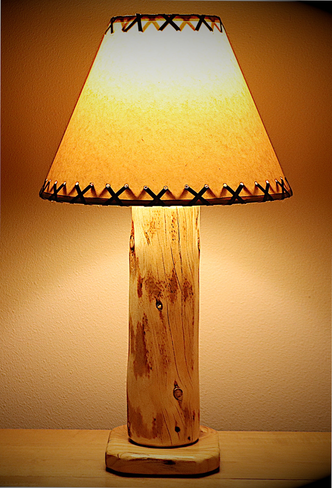 Little Sawtooth Rustic Log Lamp – Handmade in Idaho With 12″ Parchment ...