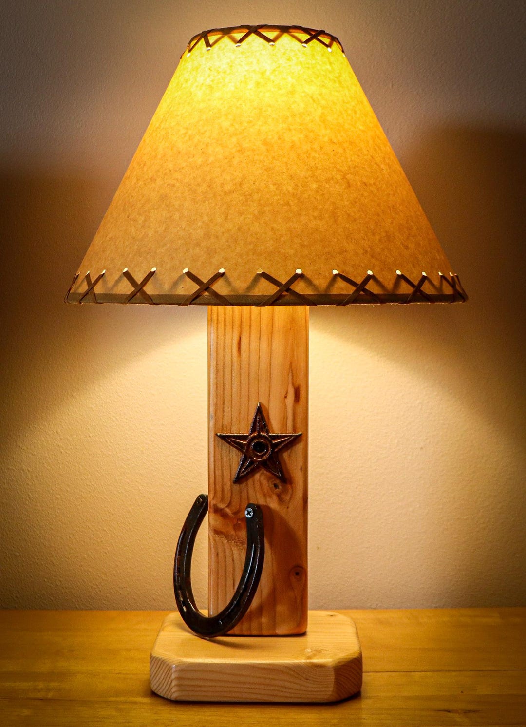 Rustic Western Table Lamp – Handmade in Idaho With Texas Star & Horse ...
