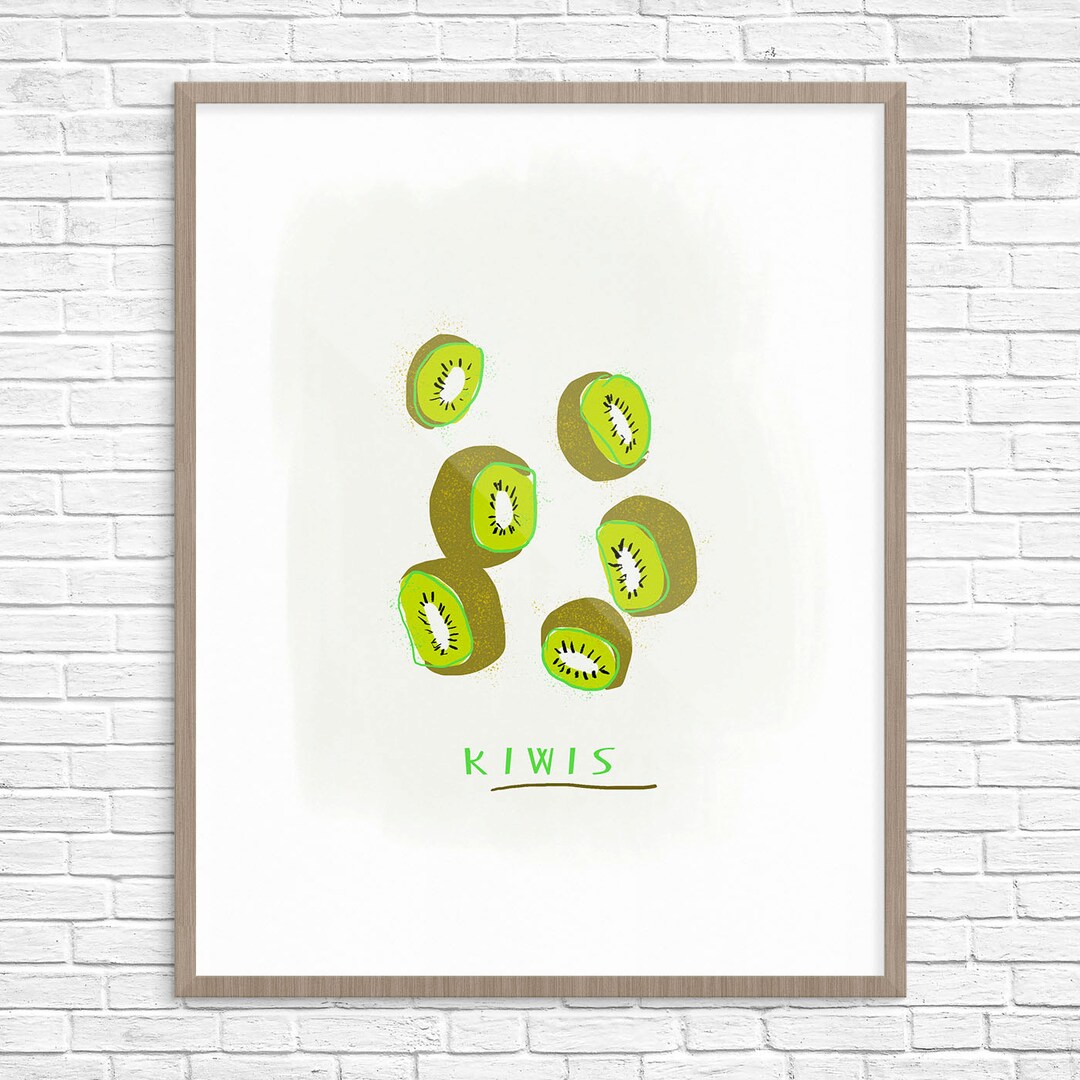 Kiwi Art Print, Kiwi Illustration, Kitchen Wall Decor, Kiwi Wall Decor ...
