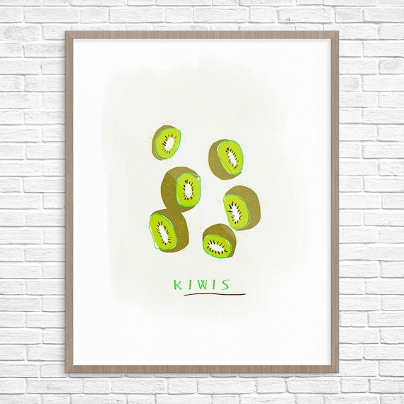 Kiwi Art Print Kiwi Illustration Kitchen Wall Decor Kiwi - Etsy