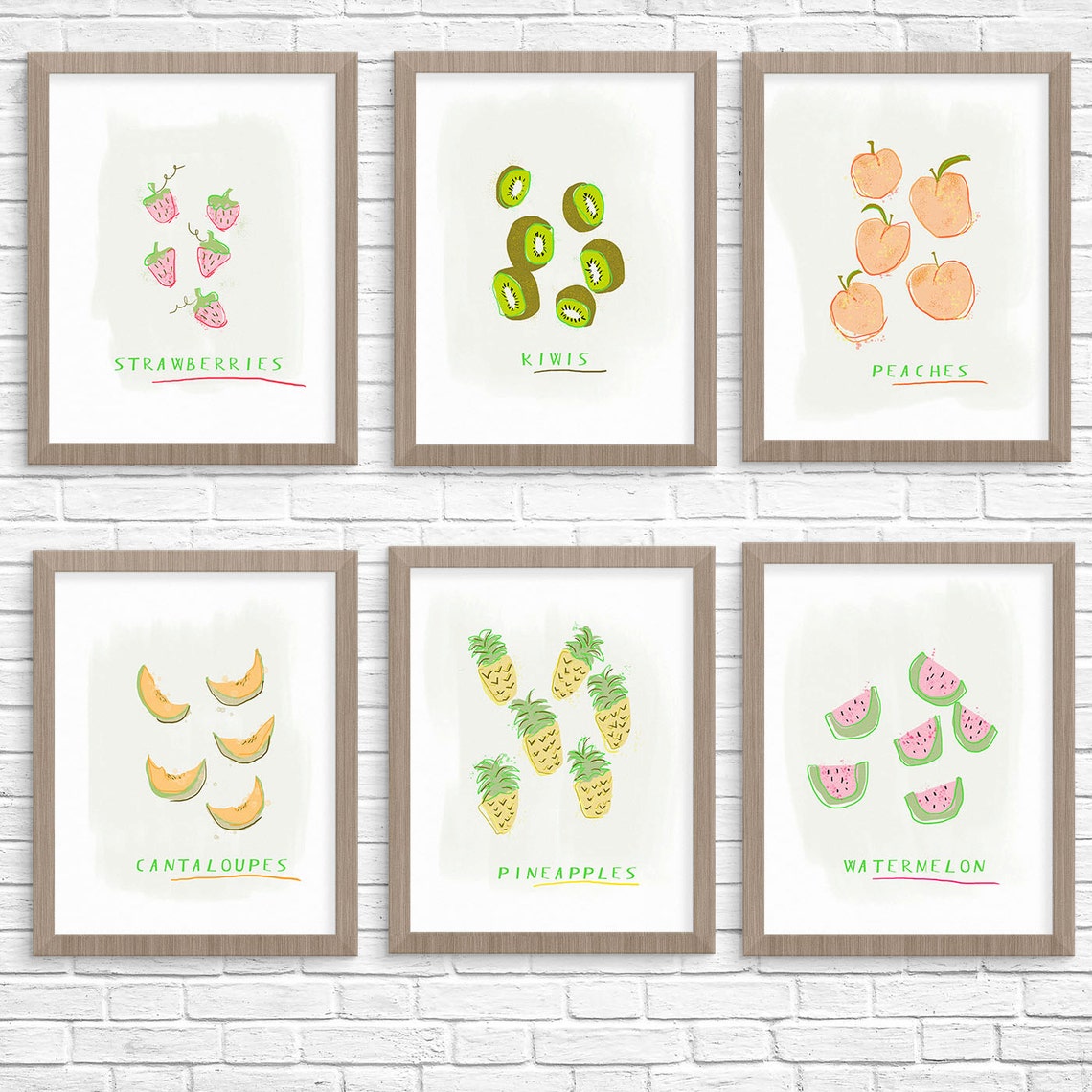 Summer Fruit Art Print Set 6 Gallery Wall Decor Kitchen - Etsy