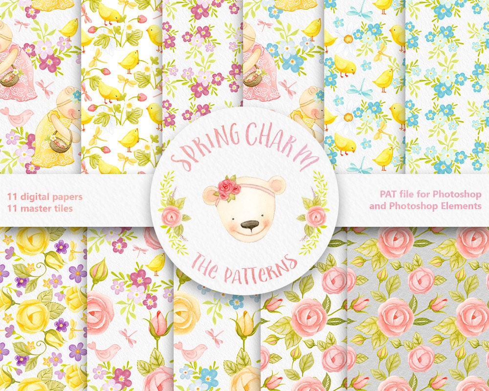 Digital Paper Watercolor Floral Clipart Spring Clipart | Etsy