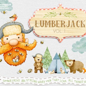 Lumberjack Clipart Watercolor Woodland Clipart Camping - Etsy