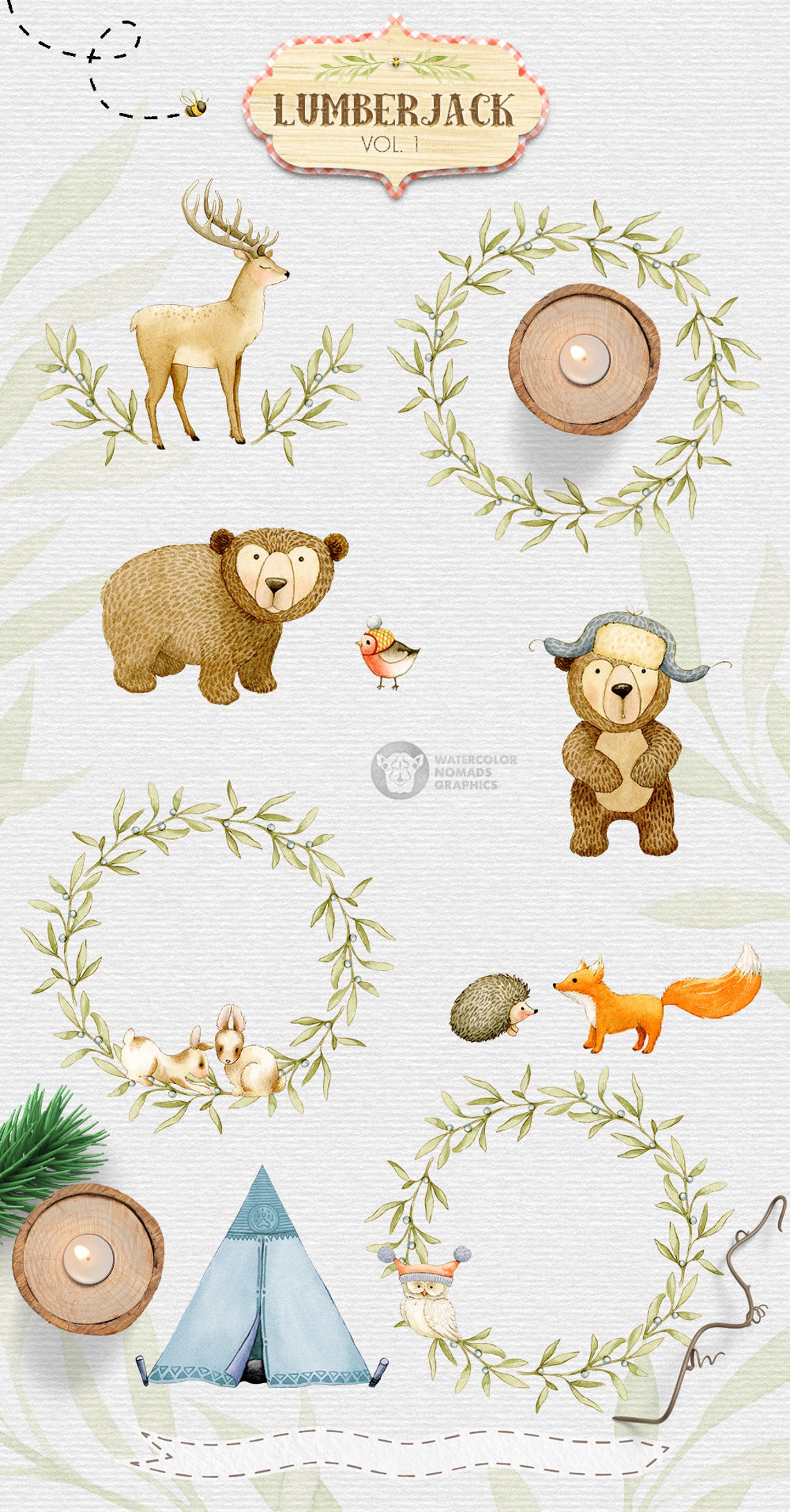 Lumberjack Clipart Watercolor Woodland Clipart Camping | Etsy UK