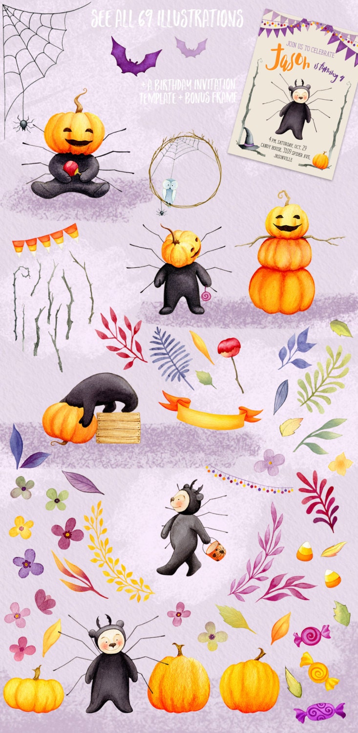 Watercolor Halloween Clipart Corn Candy Clipart Halloween - Etsy