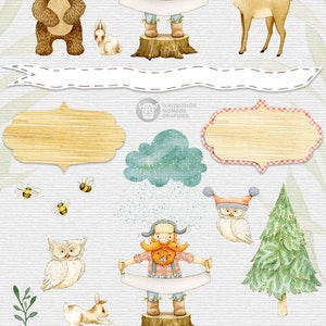 Lumberjack Clipart Watercolor Woodland Clipart Camping | Etsy UK