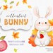 Fall Clipart Watercolor Bunny Clipart Autumn Fall Leaves - Etsy