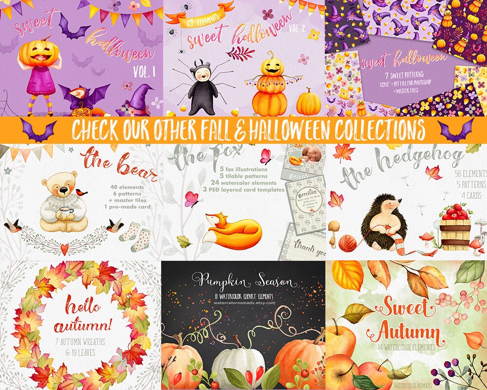 Watercolor Halloween Clipart Corn Candy Clipart Halloween - Etsy