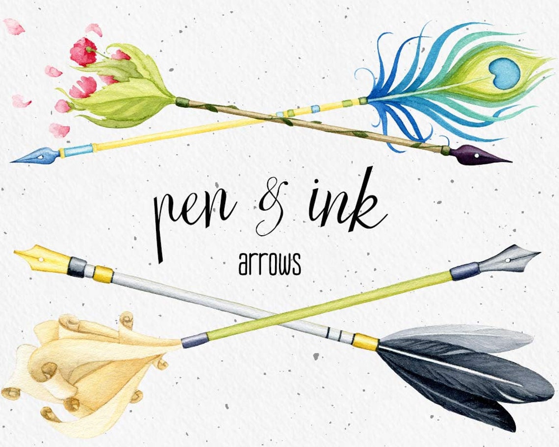 Watercolor Clipart Arrows Dip Pen Clipart Ink Clip Art - Etsy